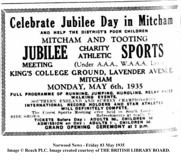 1935: King George V Silver Jubilee Celebrations | Mitcham History Notes