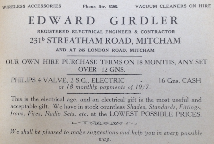 Girdlers Radio Ltd | Mitcham History Notes