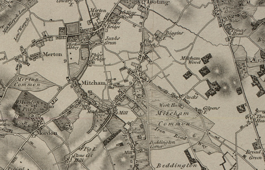 1816 map of Mitcham | Mitcham History Notes