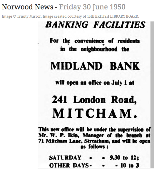 Midland Bank branches | Mitcham History Notes