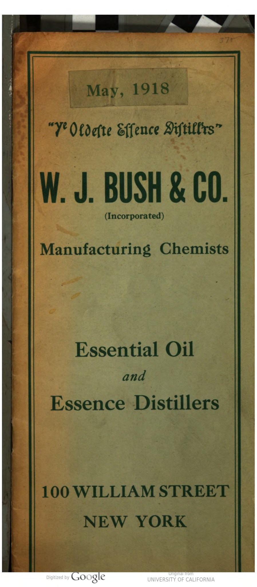 1918 W.J. Bush booklet | Mitcham History Notes