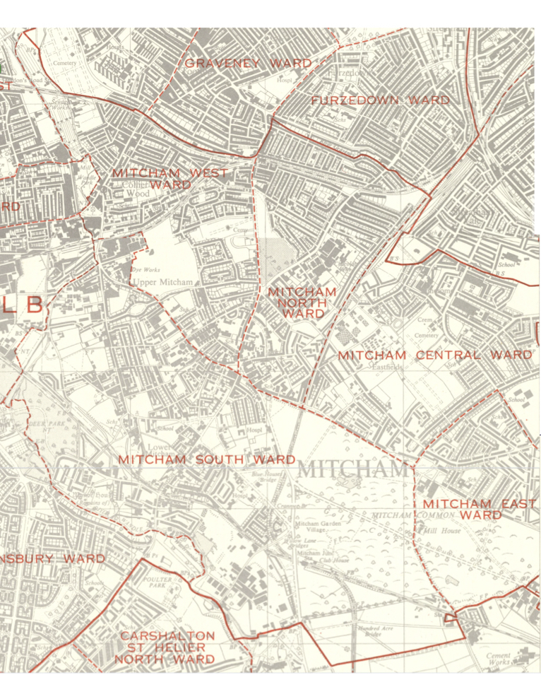 Map of Mitcham Wards in 1932 | Mitcham History Notes